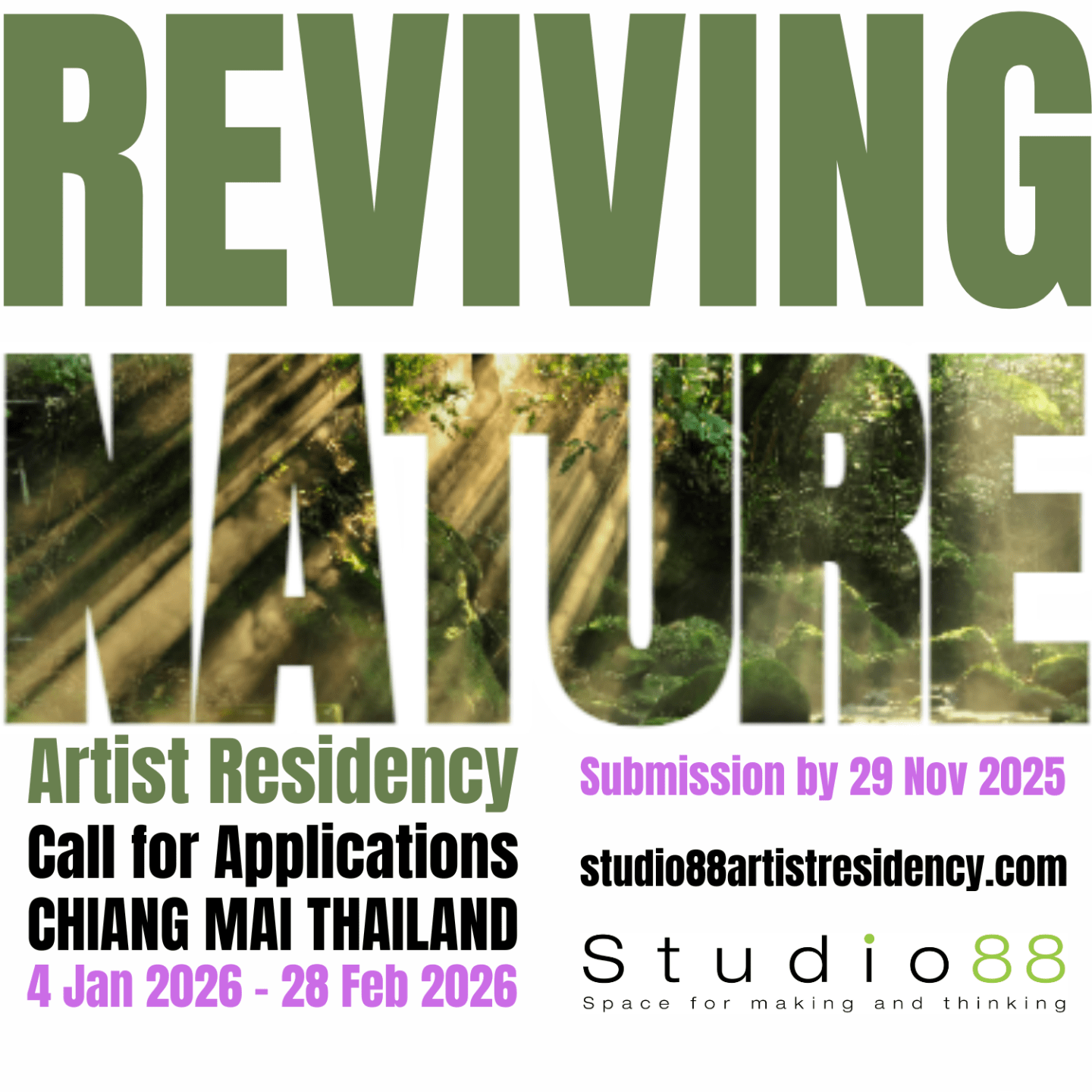 Call for Applications – Reviving Nature 2026 – Studio 88 Artist Residency